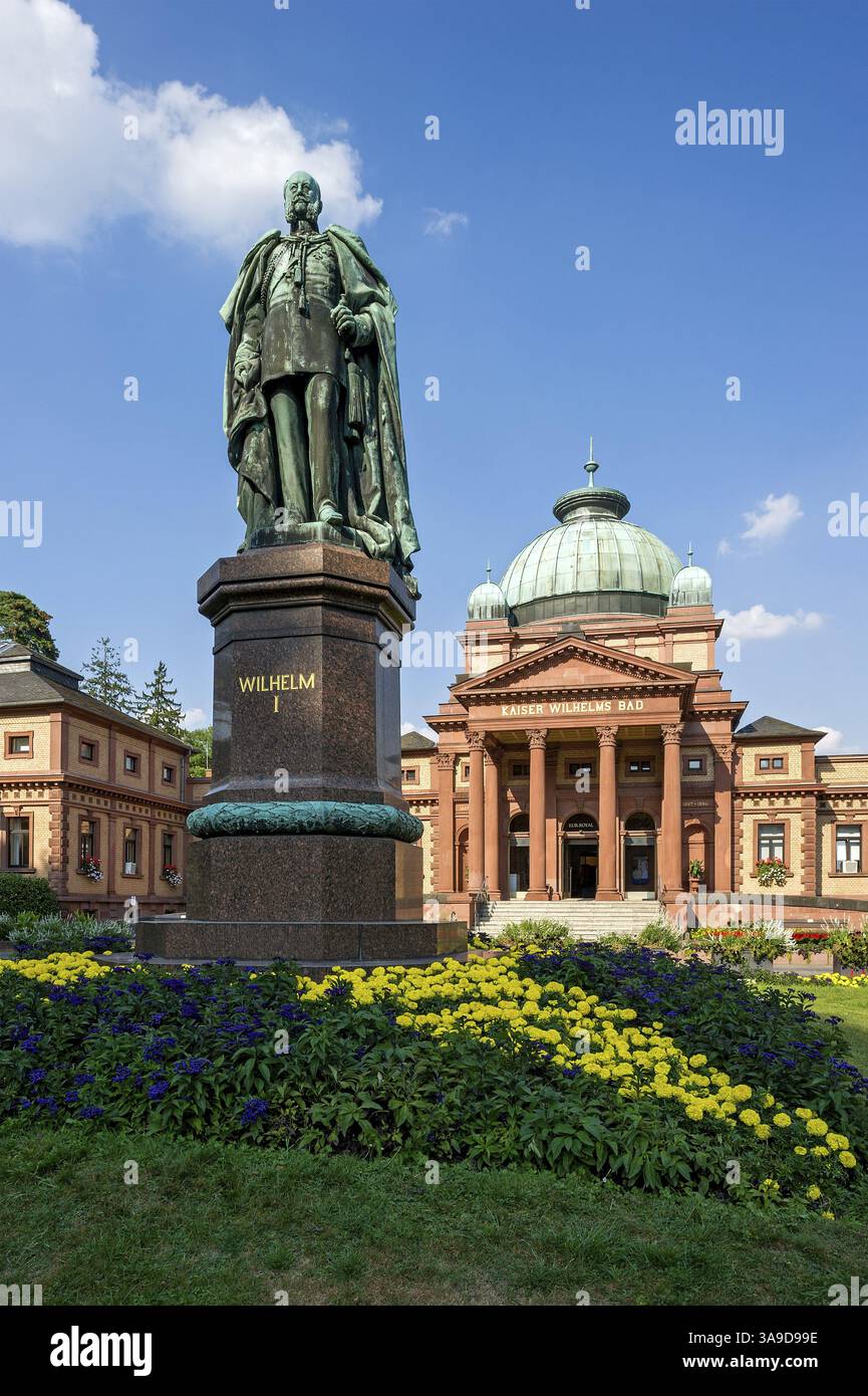 Kaiser-Wilhelms-Bad, bathhouse, statue of Kaiser Wilhelm I, bronze ...