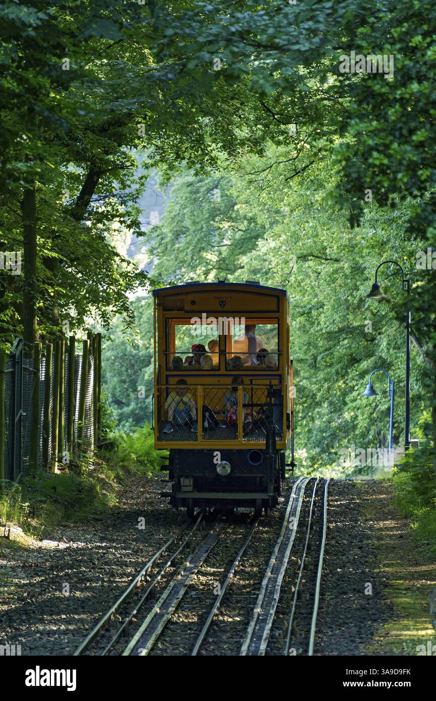 Historic funicular railway, rack and pinion funicular railway with ...