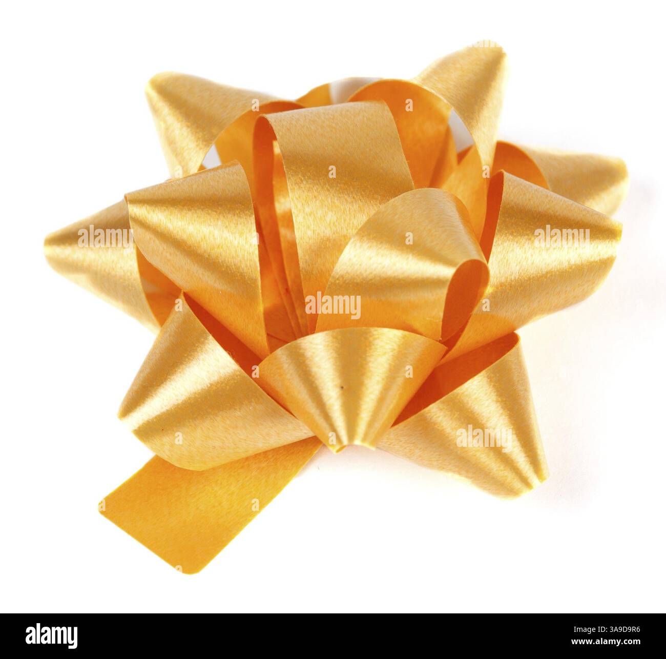 Yellow gift bow isolated on white background Stock Photo - Alamy