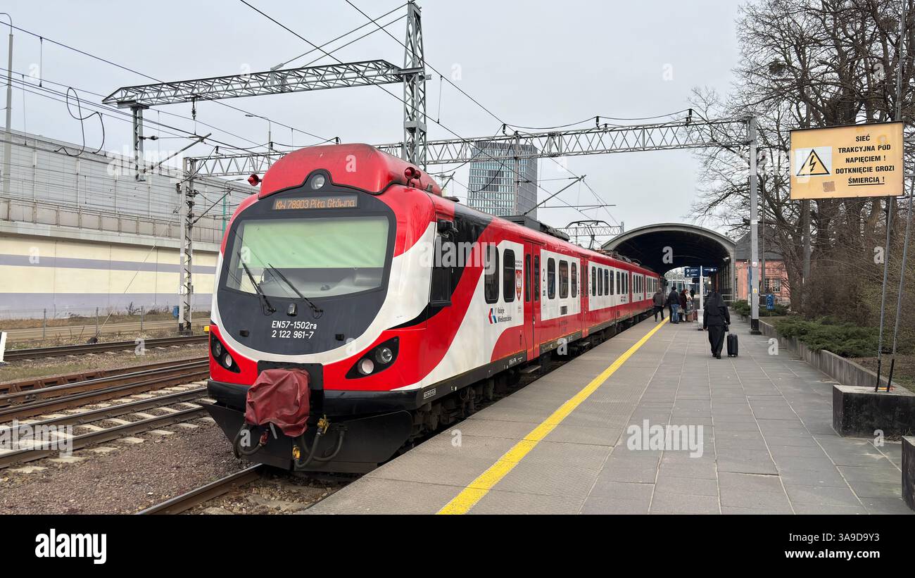 Modern electric passenger train locomotive engine in Poznan main ...
