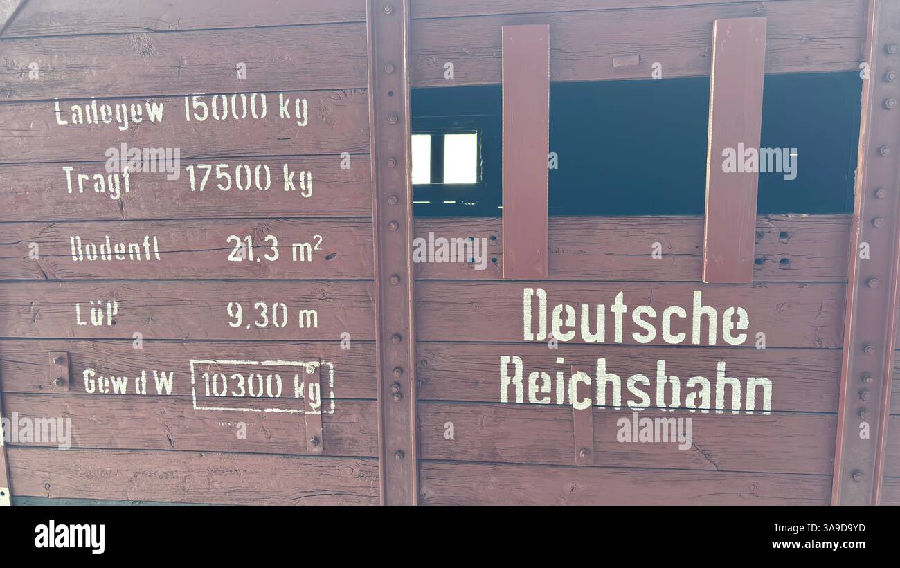 Old Deutsche Reichsbahn (DR) railway wagons freight cars numbers brown ...