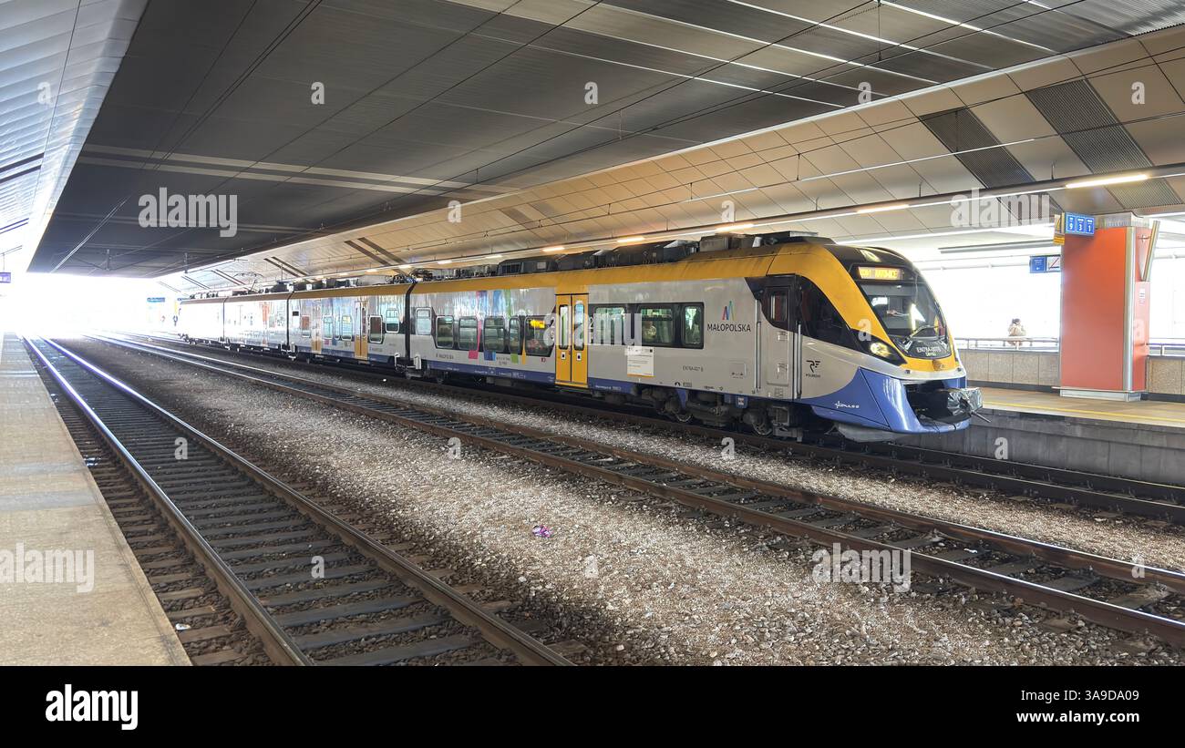 Modern electric passenger train locomotive engine in Poznan main ...