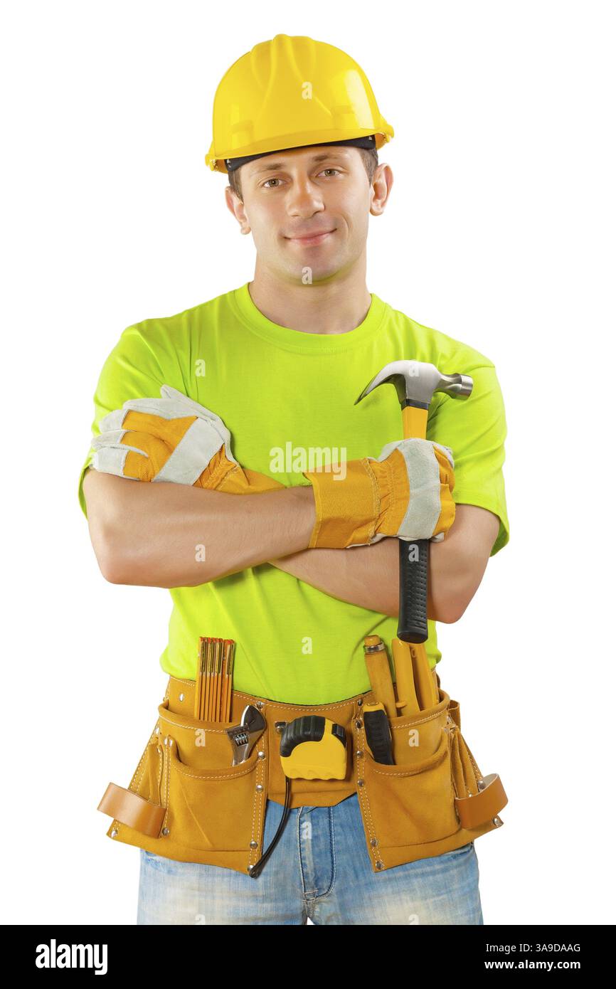 Men in working clothing with tools Stock Photo - Alamy