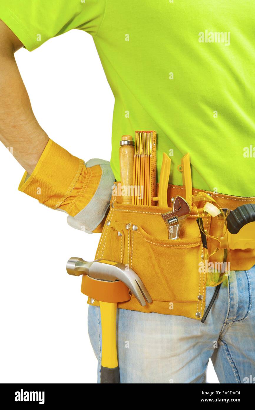 Tools in belt on worker Stock Photo - Alamy
