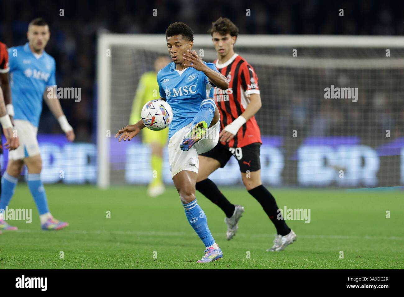 Napoli's Brazilian midfielder David Neres controls the ball during the ...