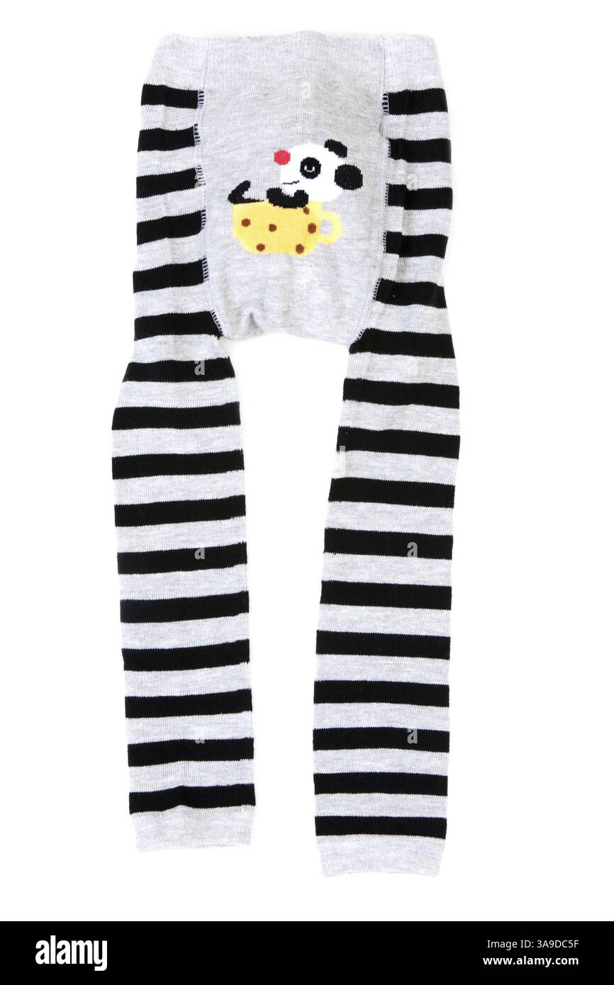 Baby striped pantyhose with pattern on white background Stock Photo - Alamy