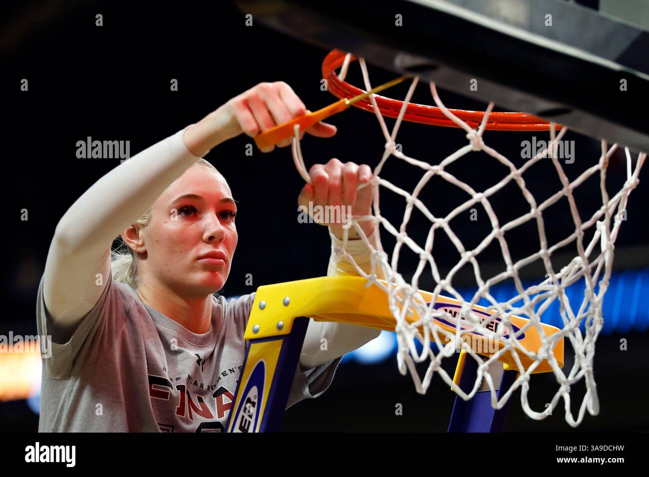 South Carolina forward Chloe Kitts cuts down the net after they ...