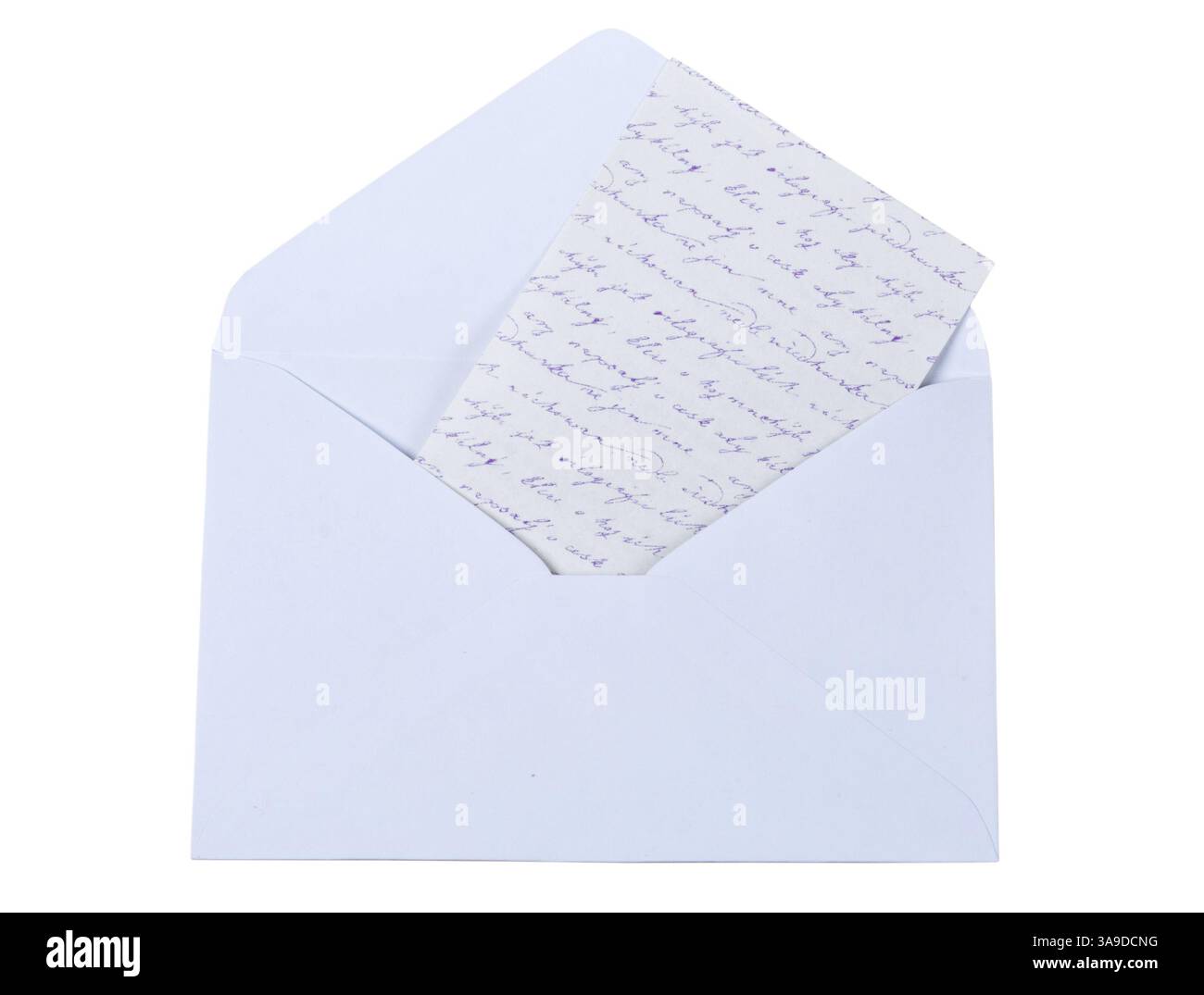 Open the envelope, paper labels isolated on white background Stock ...