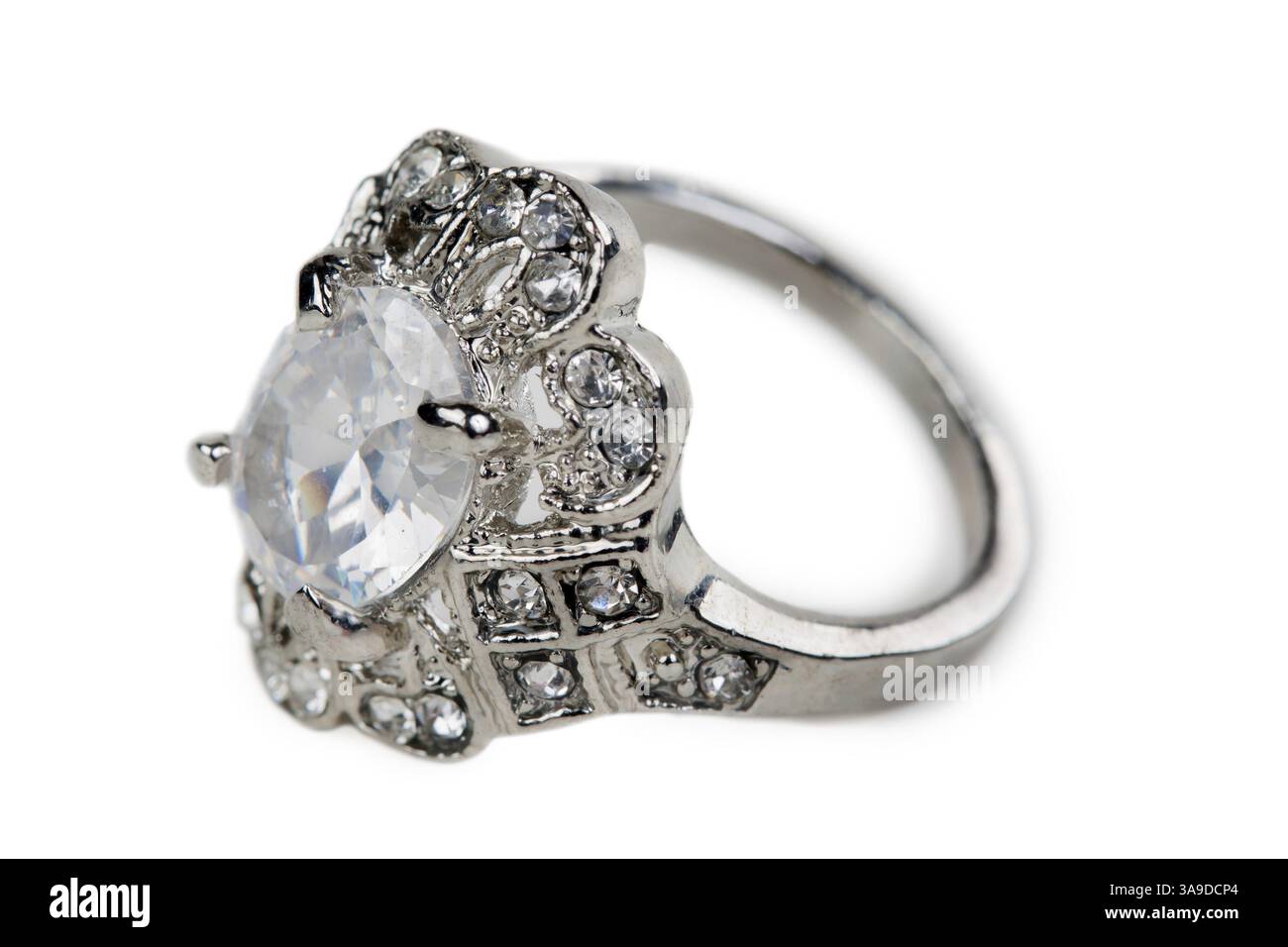 Ring with stone isolated on a white background Stock Photo - Alamy