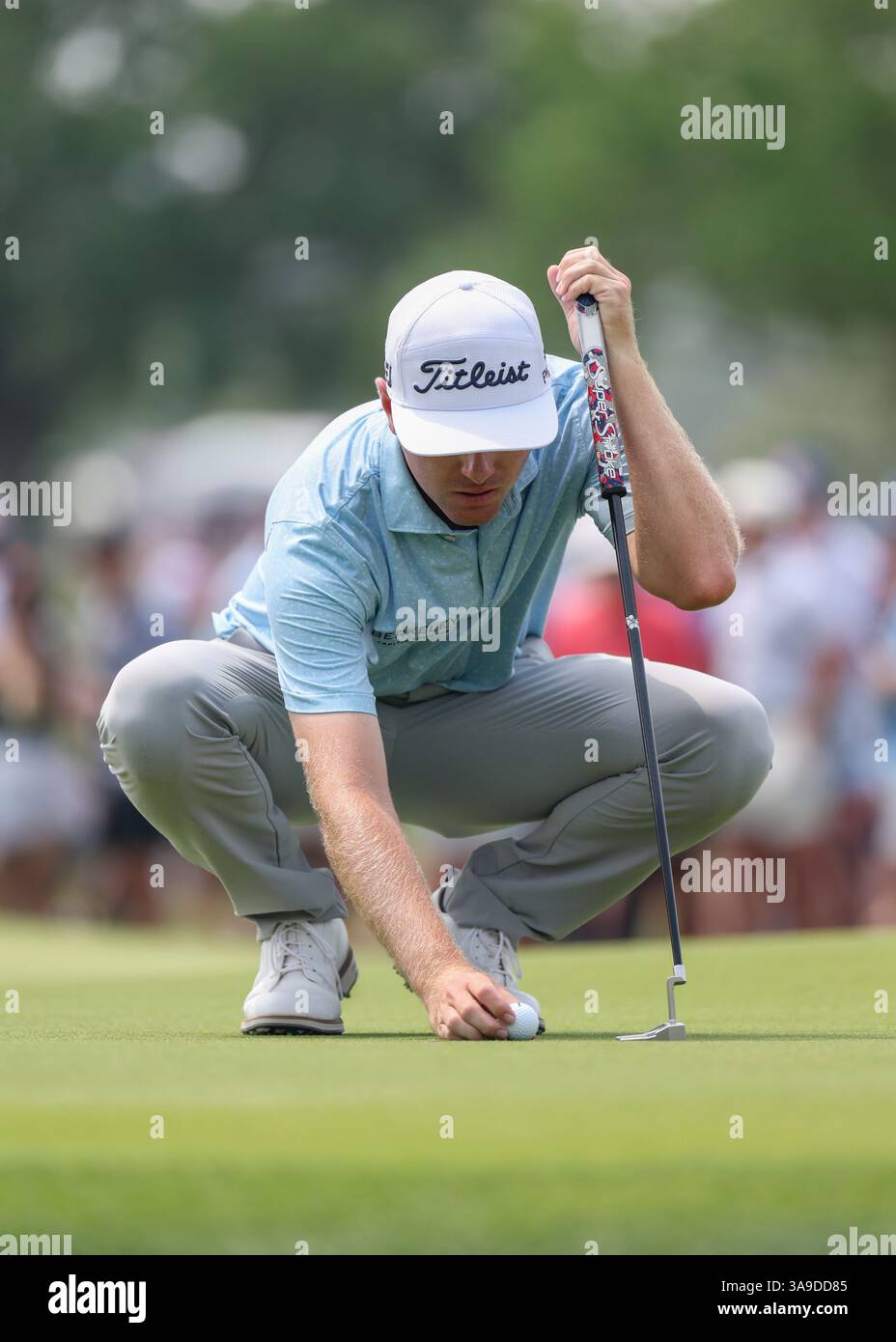 HOUSTON, TX - MARCH 30: Ryan Gerard (USA) prepares his putt on 9 during ...