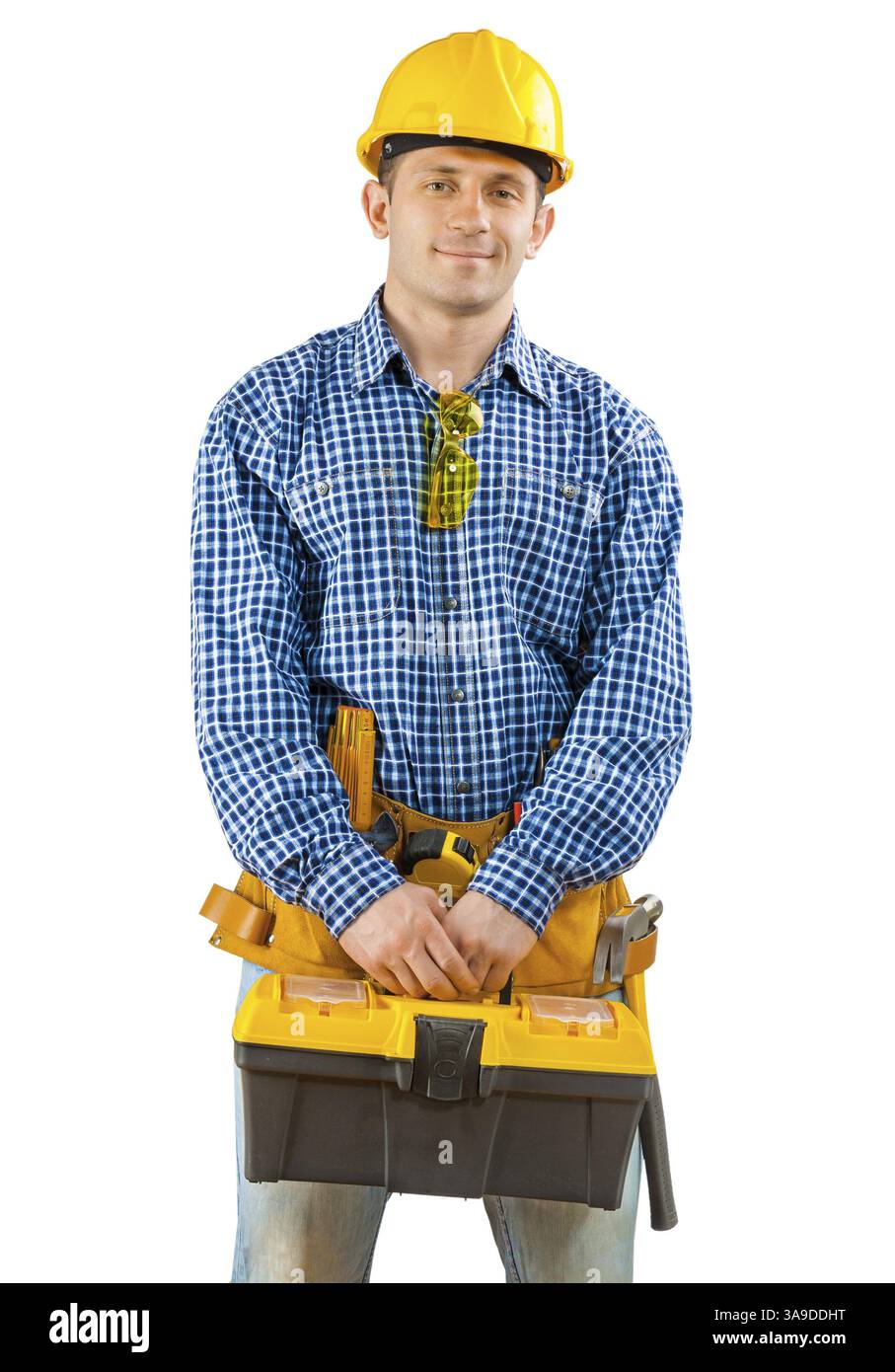 Construction worker works hammer Cut Out Stock Images & Pictures - Alamy