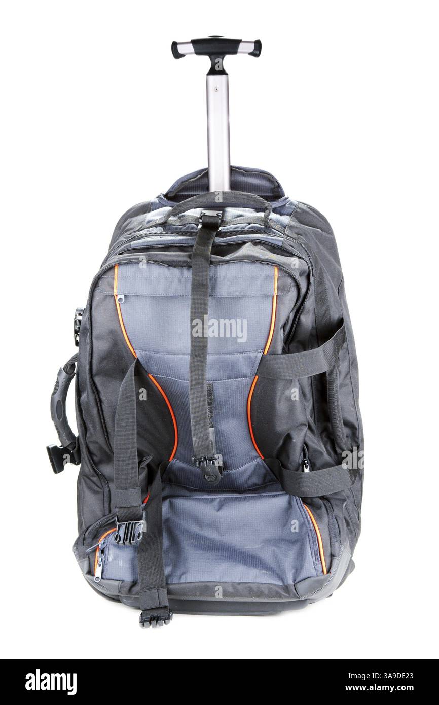 Blue valise with red insertion insulated on white background Stock ...