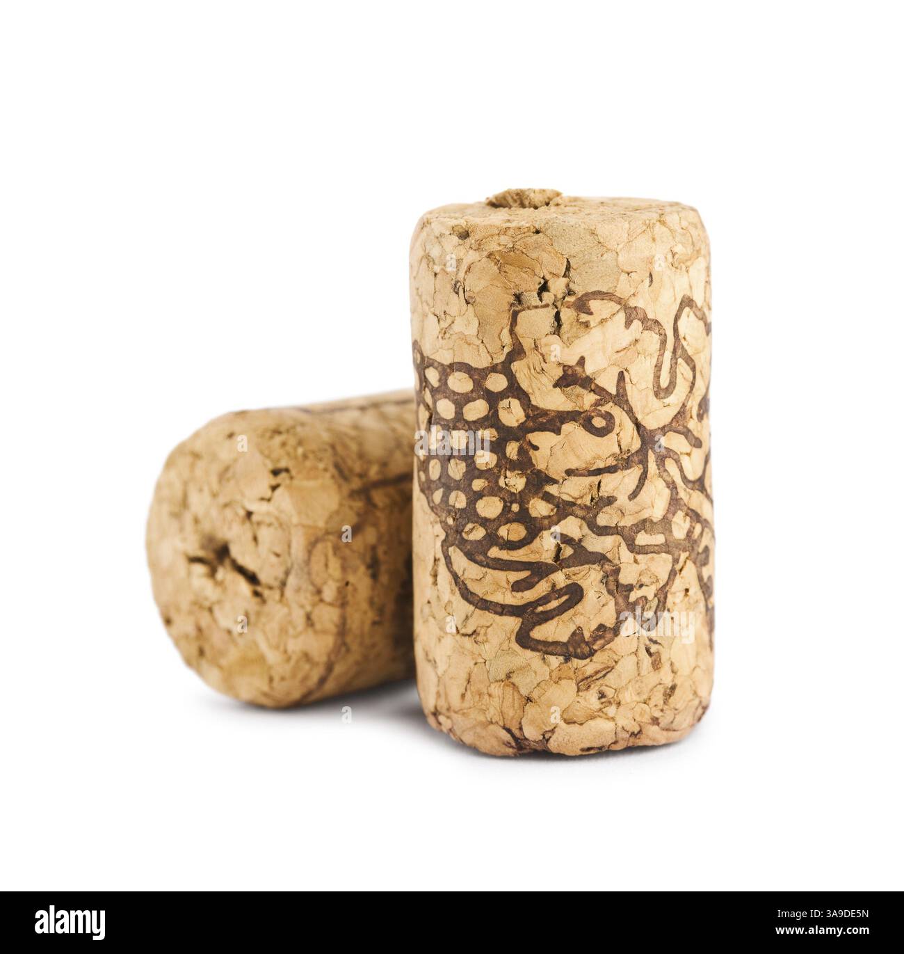 Wine, cork, two, bottle, isolated, white, traditional Stock Photo - Alamy