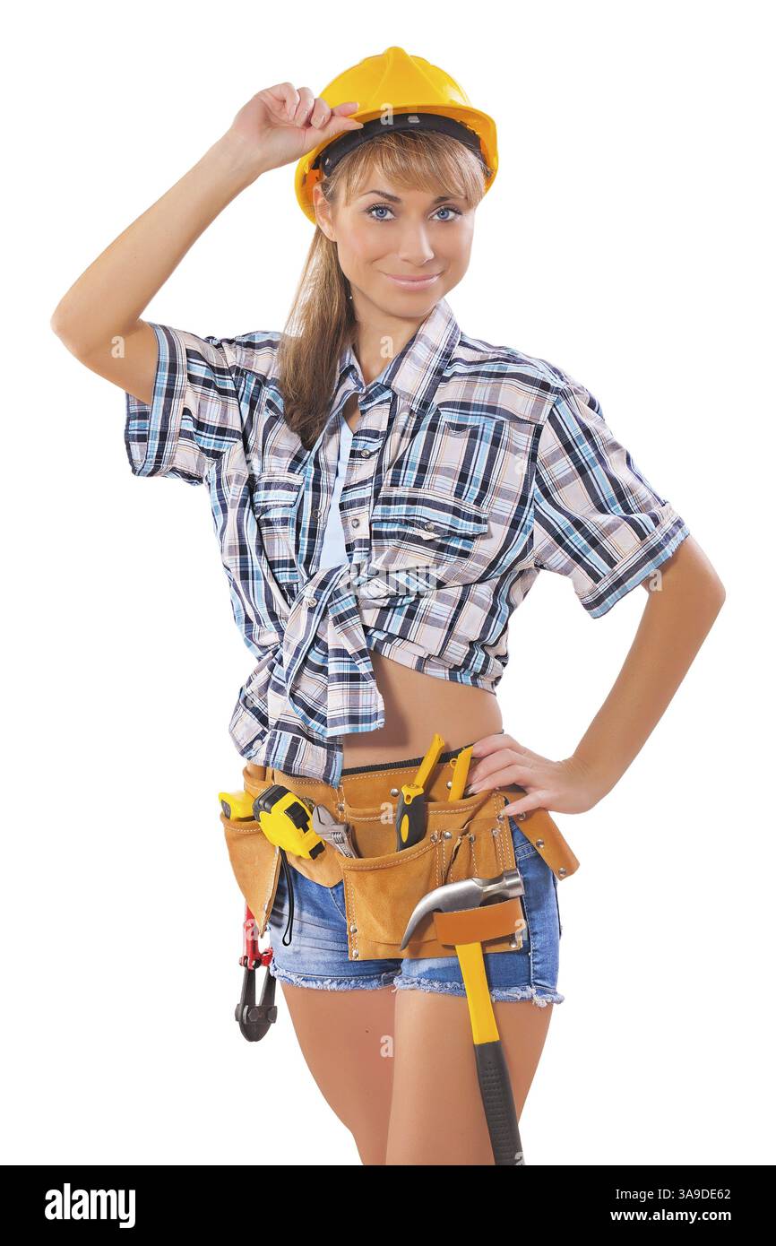 Construction worker over white hi-res stock photography and images - Alamy