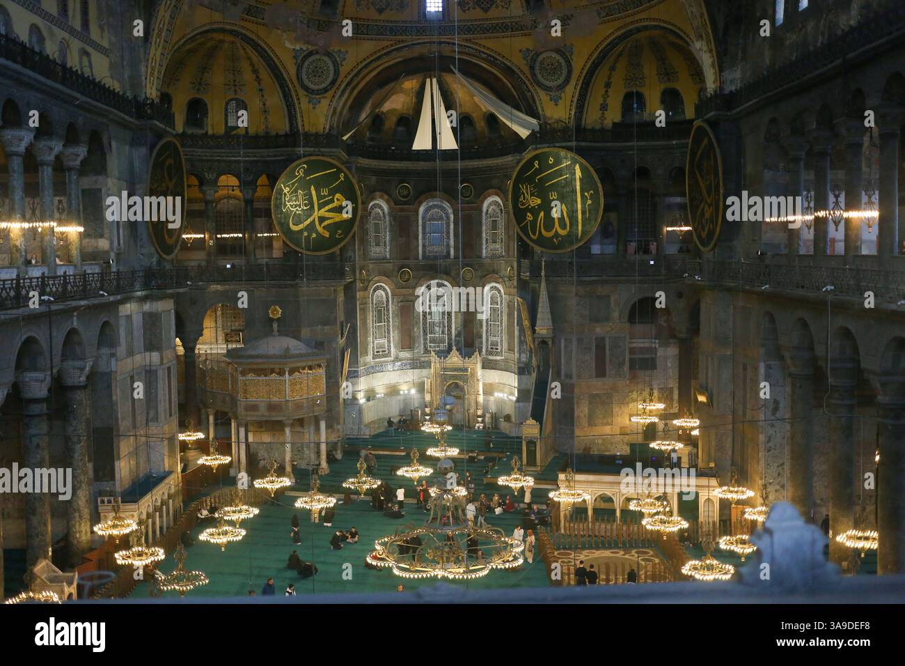 Istanbul, Turkey, March 28, 2025: The interior of Hagia Sophia during Daily Life in Istanbul, on ...