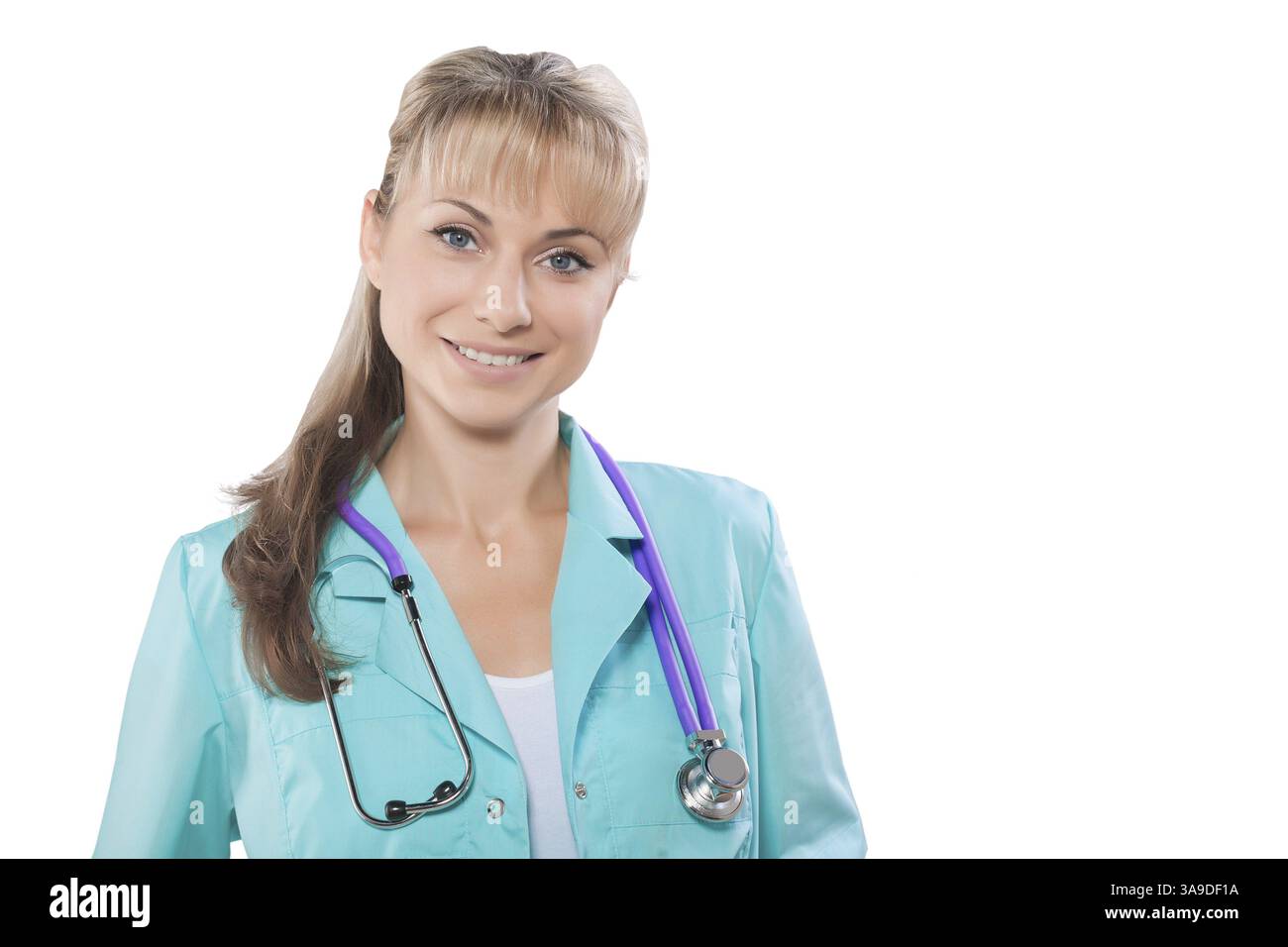 Beautiful young female doctor isolated Stock Photo - Alamy