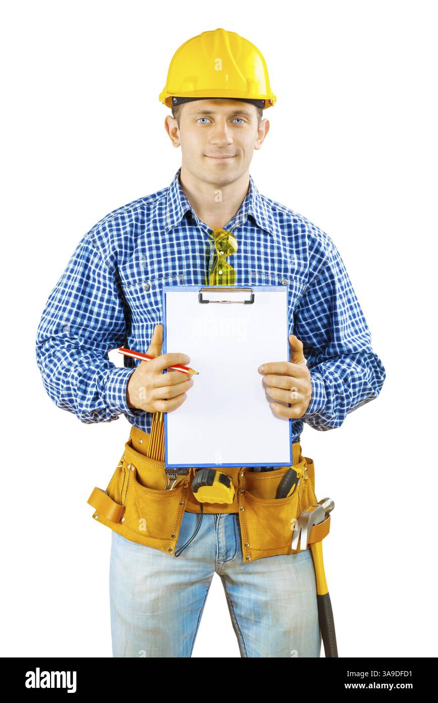 A worker holding clipboard Stock Photo - Alamy