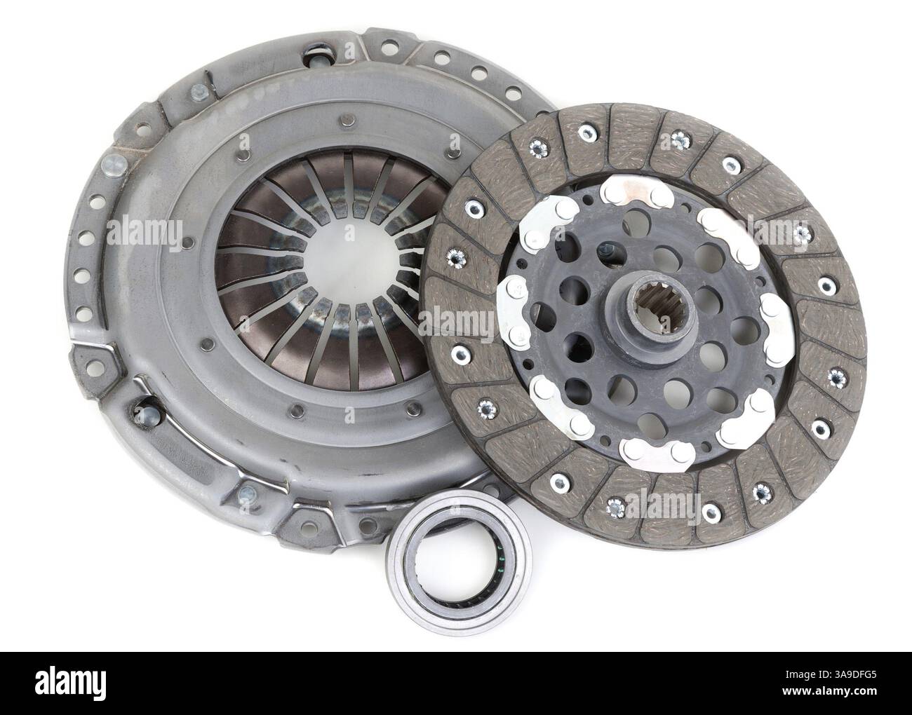 Spare parts of motor vehicle forming clutch plate and disc Stock Photo ...