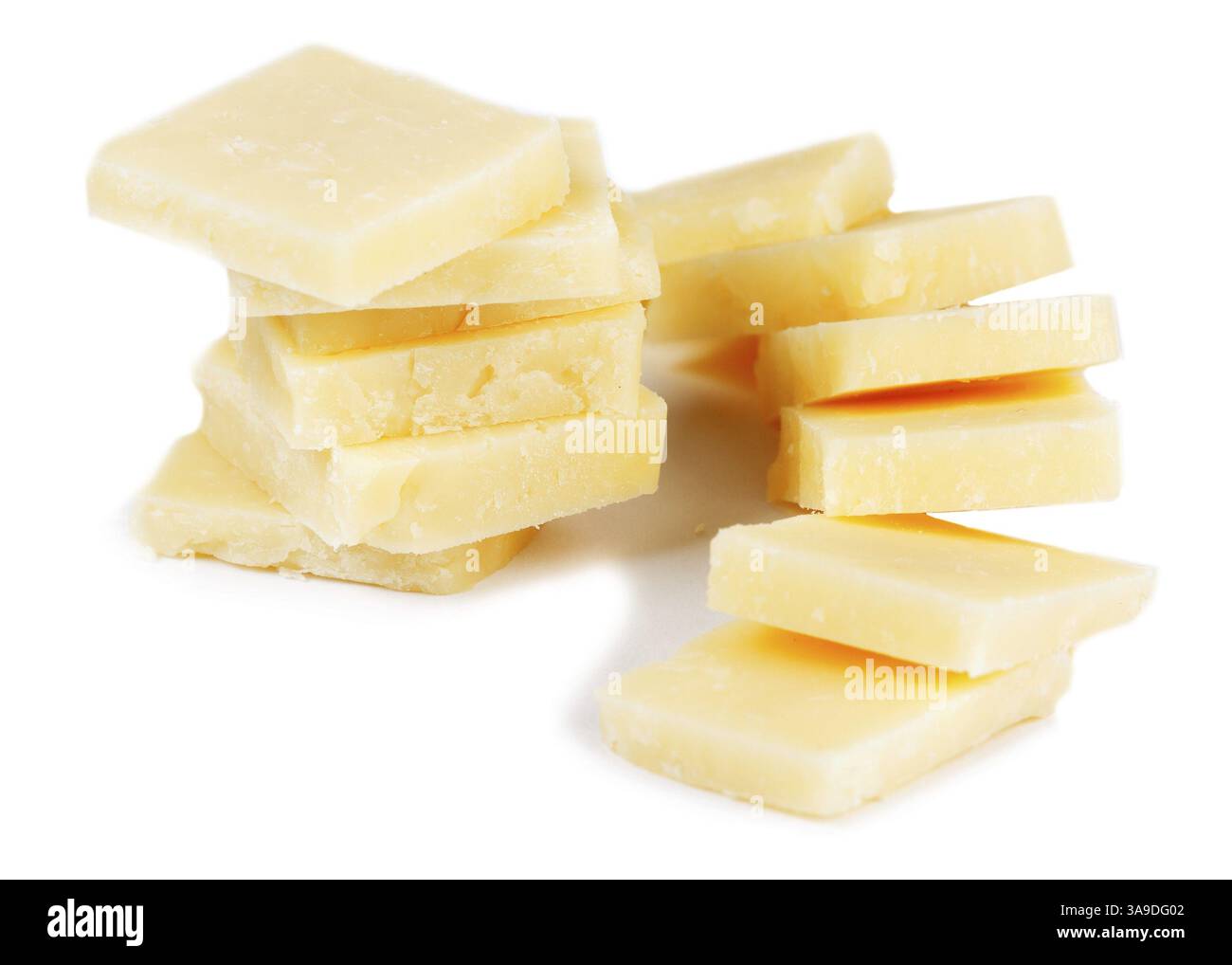 Aged cheese, sliced isolated on a white background Stock Photo - Alamy