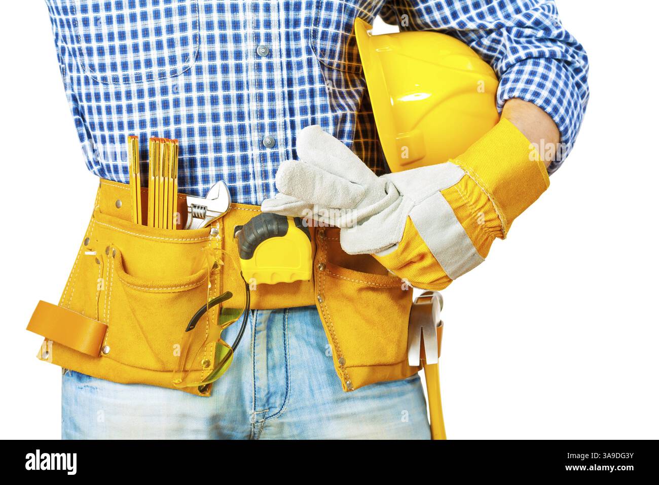 Very close up view on workers hand and tools Stock Photo - Alamy
