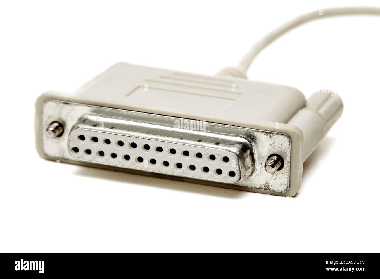 Old cable com port isolated on a white background Stock Photo - Alamy