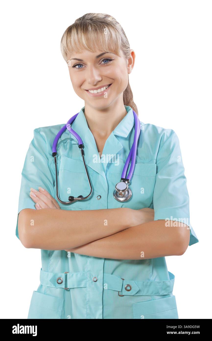 Female doctor in uniform works hi-res stock photography and images - Alamy