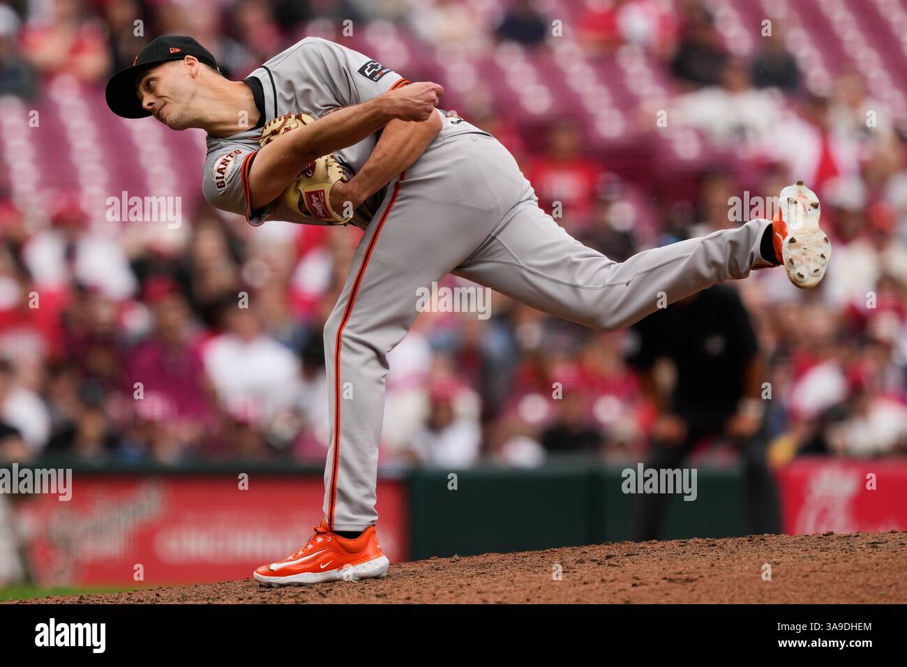 San Francisco Giants pitcher Tyler Rogers throws in the eighth inning of a baseball game against ...