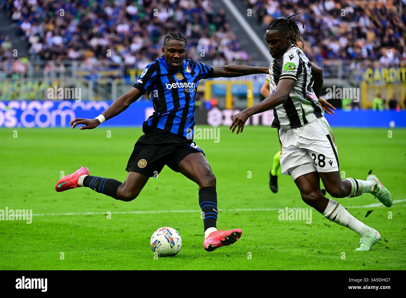 Inter Milan's French forward #09 Marcus Thuram during the Italian Serie A football match Inter ...