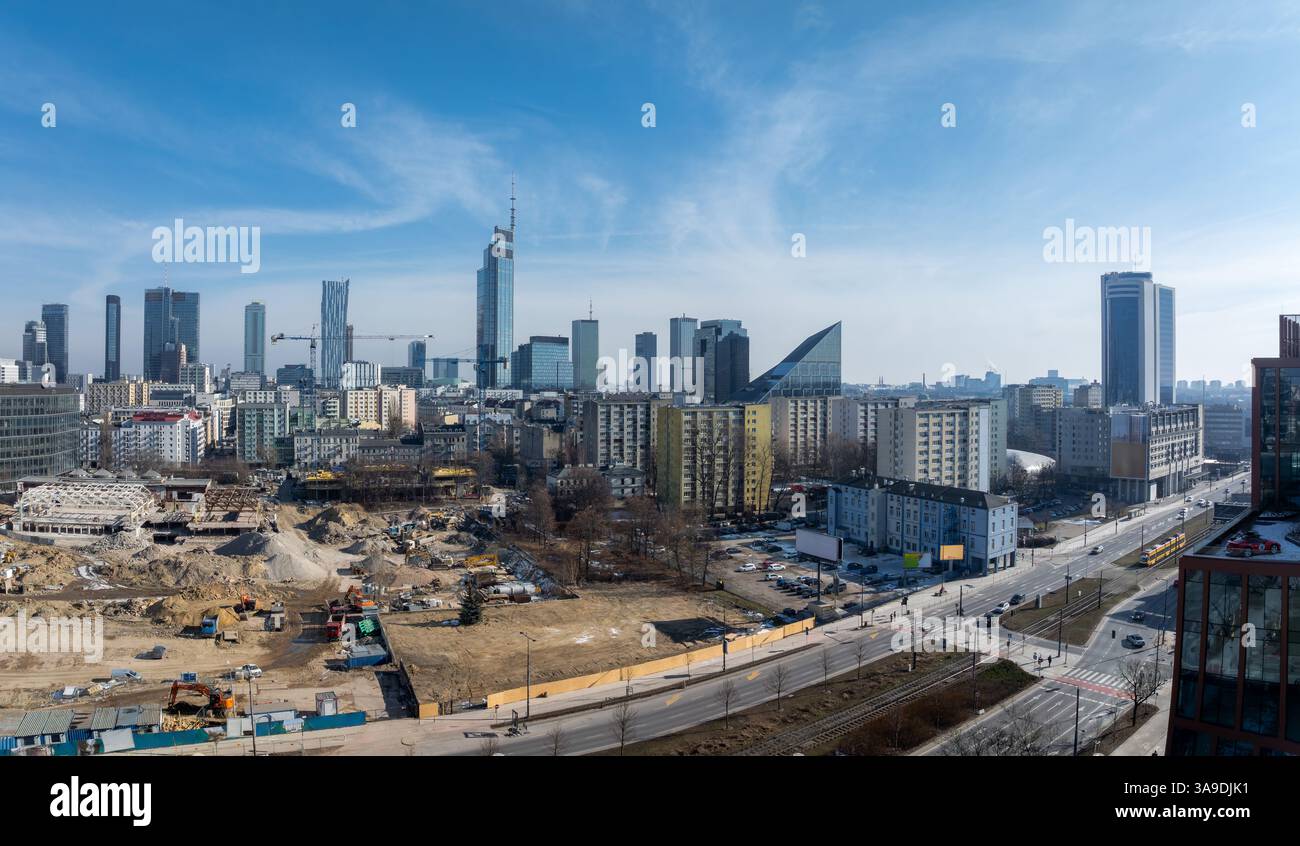 Aerial View of Warsaw's Modern District with Varso Tower and Spire ...