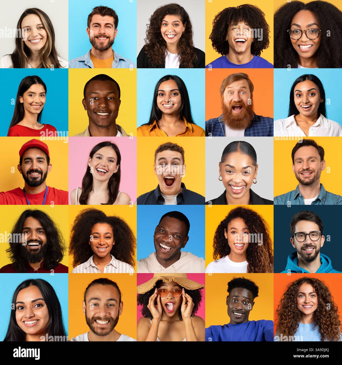 Celebrating diversity in a joyful collage of smiling faces Stock Photo ...