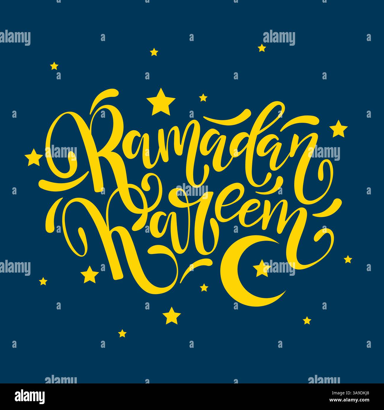 Stylish calligraphy of Ramadan Kareem , decorated with a crescent moon ...
