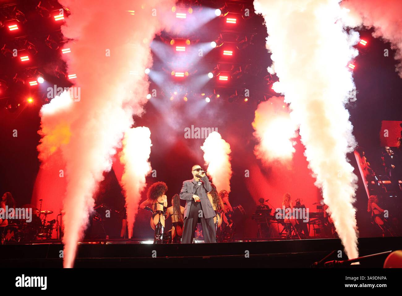 Colombian singer Maluma on stage at Unipol Arena, Casalecchio di Reno ...