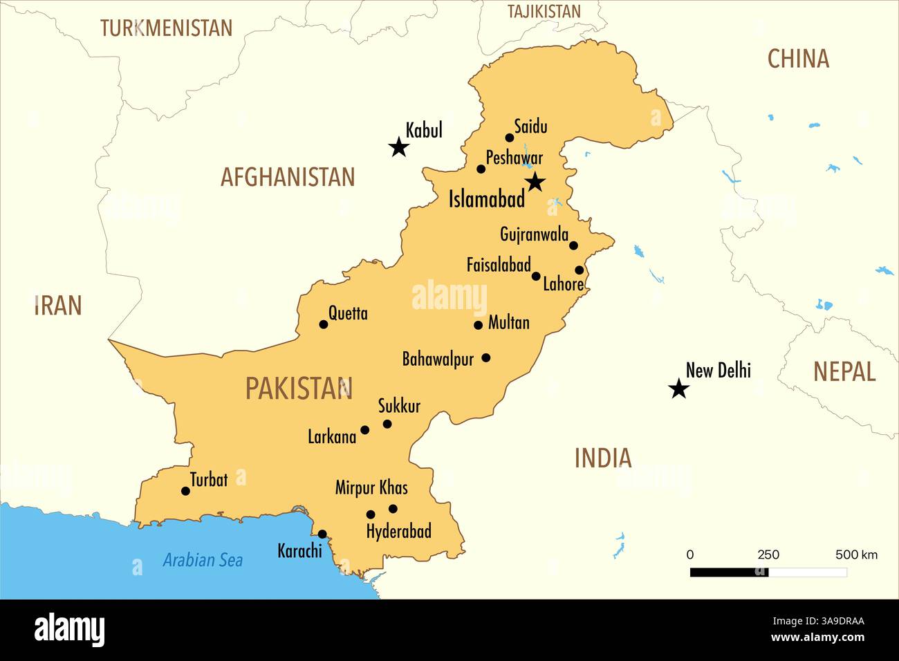 Pakistan political map hi-res stock photography and images - Alamy