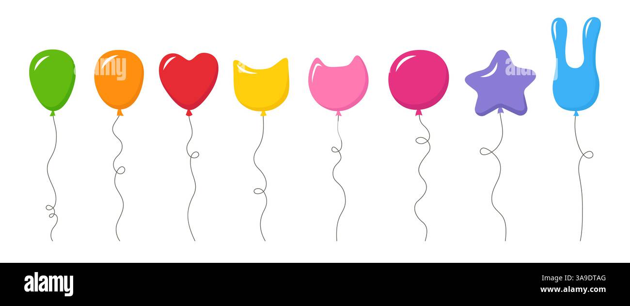 Balloons set illustration. Cartoon various shaped balloons. Every ...