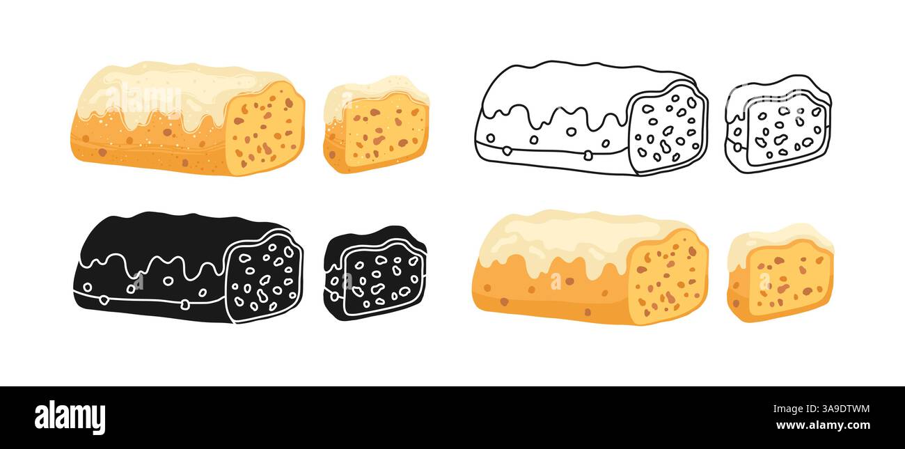 Cake traditional German Christmas Stollen symbol. Pie cupcake dessert ...