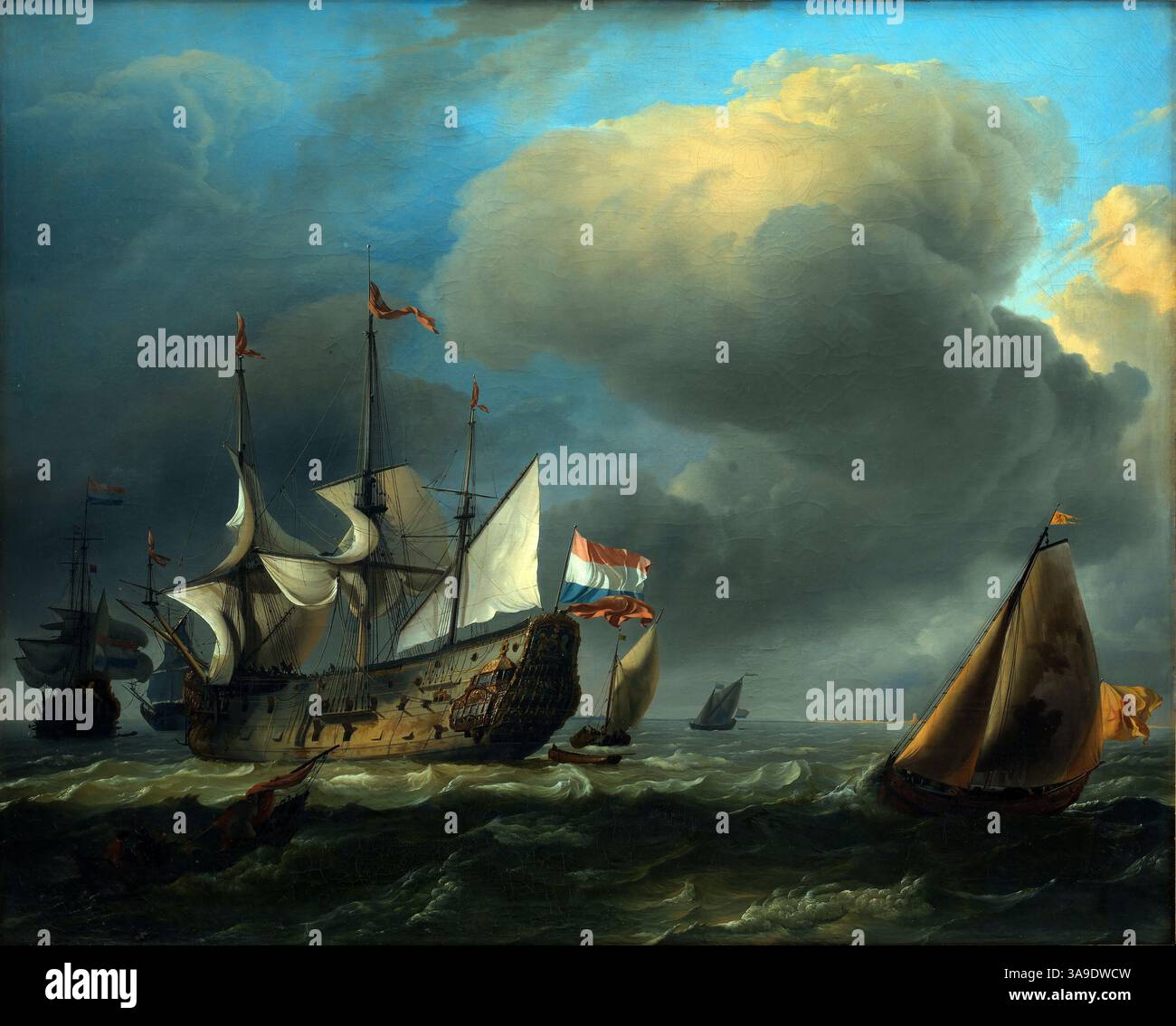 Seascape with dutch warships and fishing boats hi-res stock photography ...