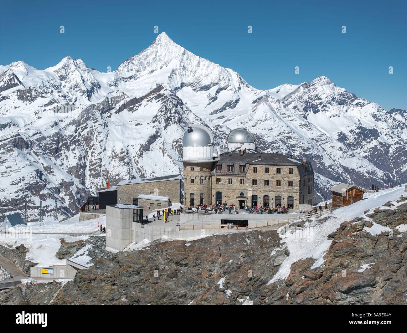 Aerial View of Gornergrat Observatory and Matterhorn in Swiss Alps ...