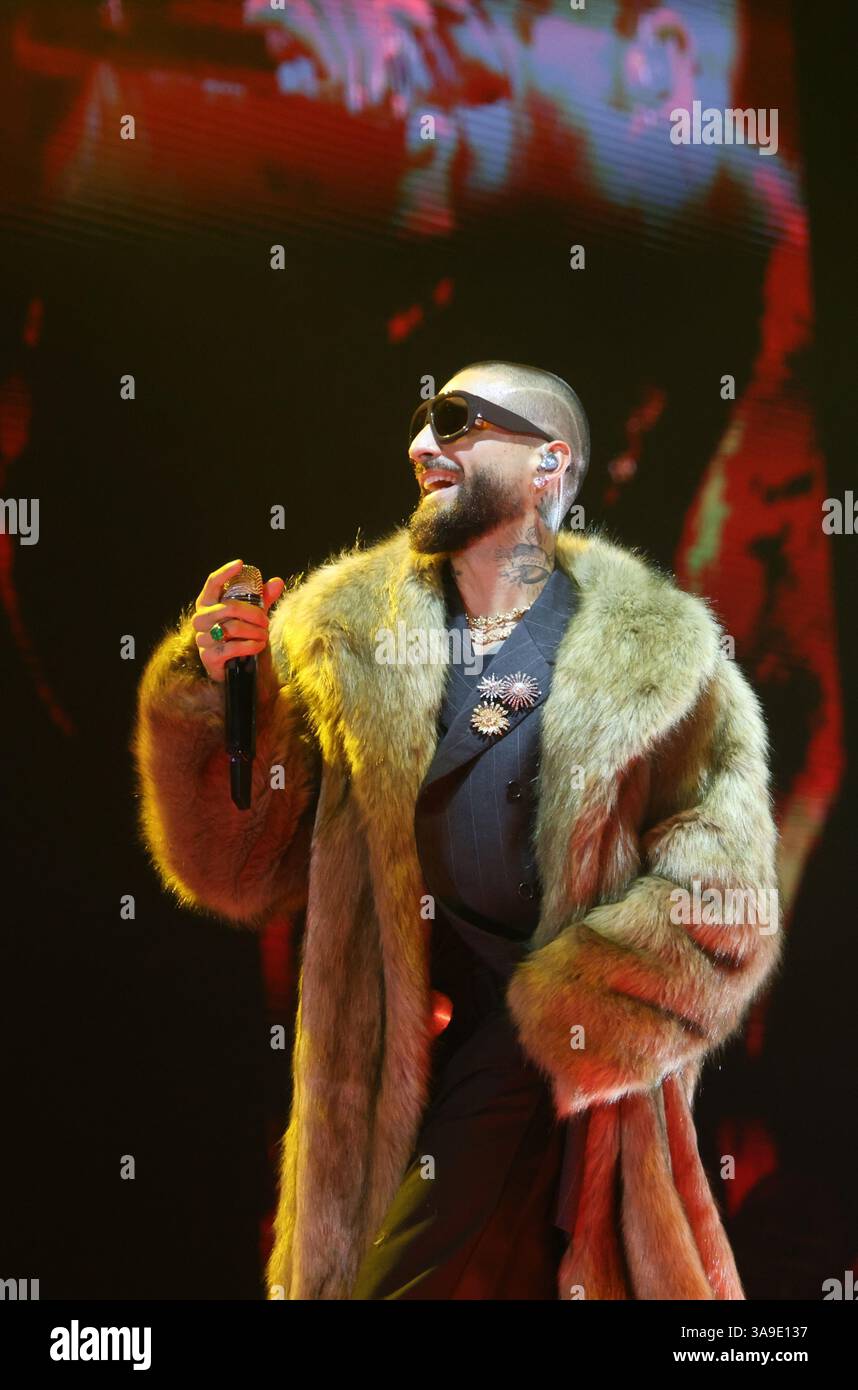 Colombian singer Maluma on stage at Unipol Arena, Casalecchio di Reno ...