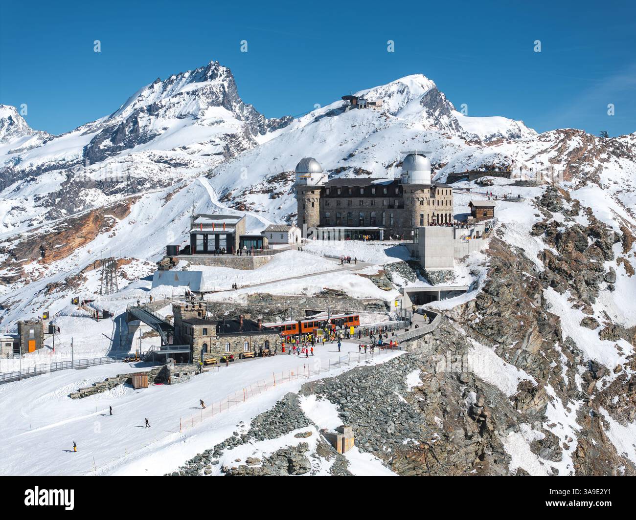 Aerial View of Gornergrat Observatory and Matterhorn in Zermatt Stock ...