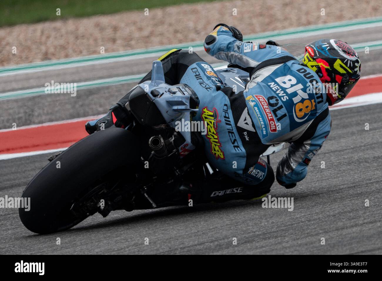 Texas, USA. 30th Mar, 2025. Fermin Aldeguer (54) of the BK8 Gresini Racing MotoGp team in action ...