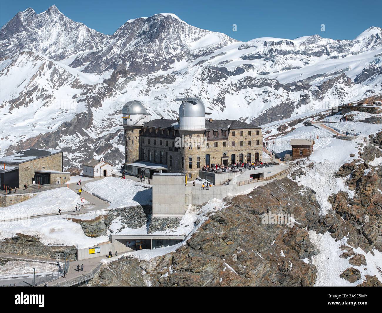 Aerial View of Gornergrat Observatory and Matterhorn in Swiss Alps ...