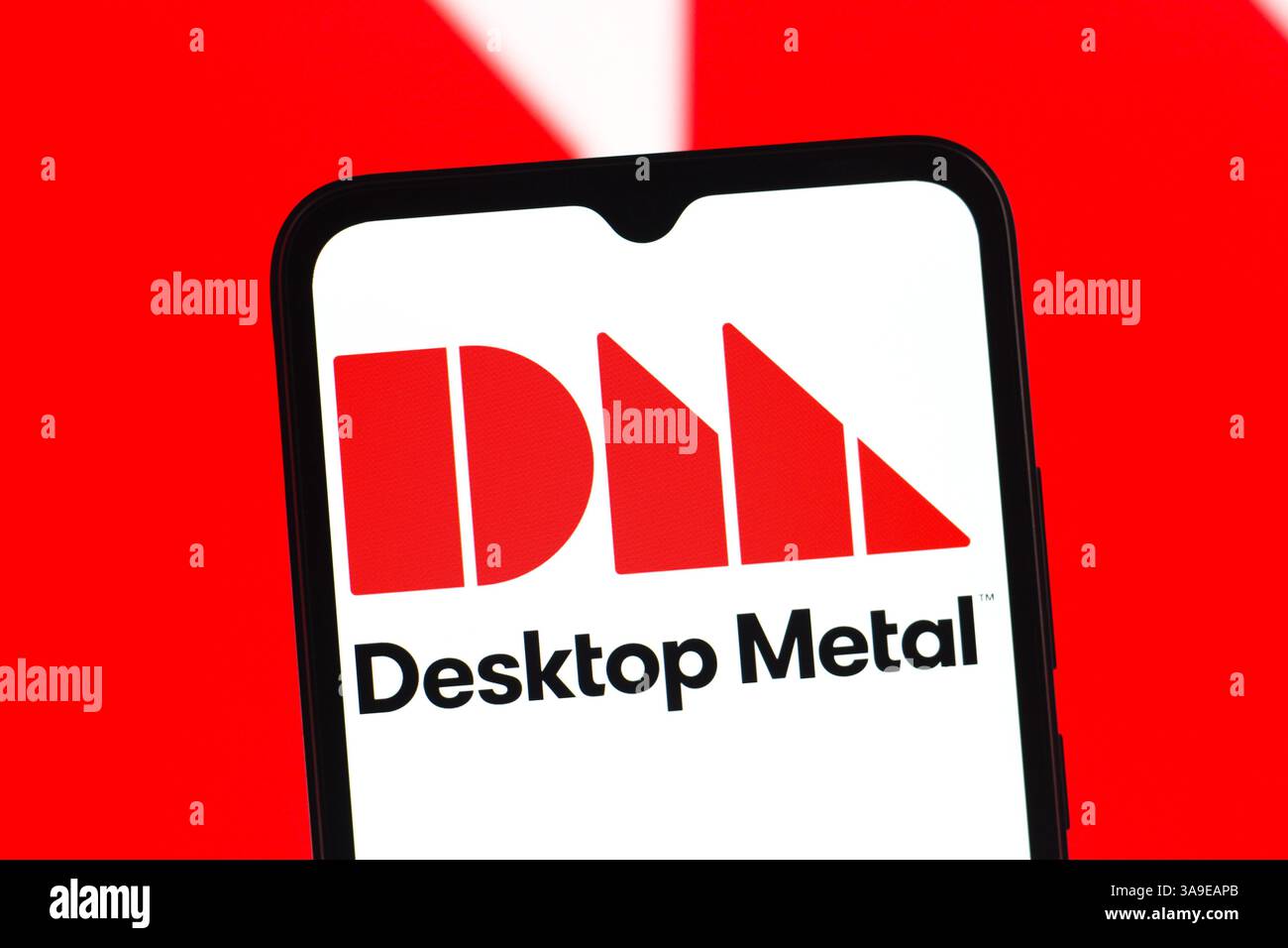 In this photo illustration, the Desktop Metal logo is seen displayed on ...