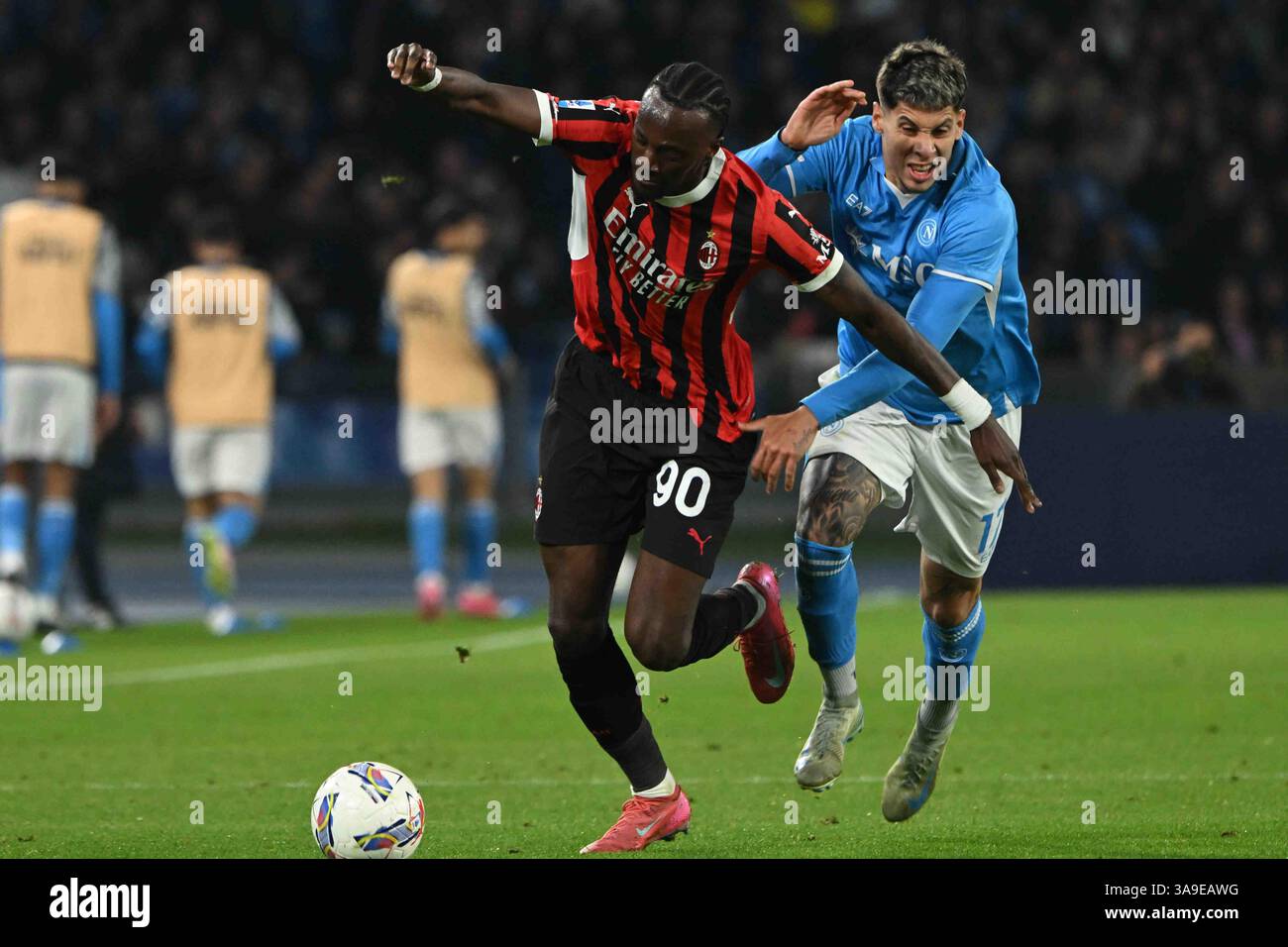 Naples, Italy, 30 March 2025 Tammy Abraham of AC Milan competes for the ...