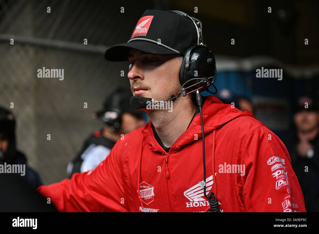 March 29, 2025: Parker Ross Honda team in the tunnel before the first ...