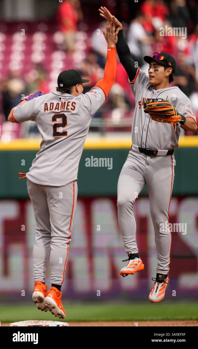 San Francisco Giants San Francisco Giants shortstop Willy Adames, left ...
