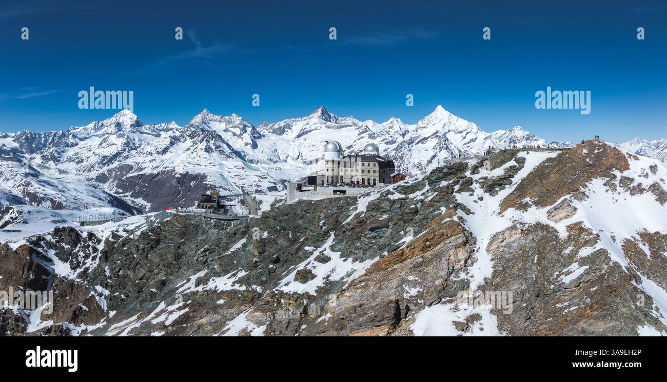 Aerial View of Gornergrat Observatory and Matterhorn in Swiss Alps ...