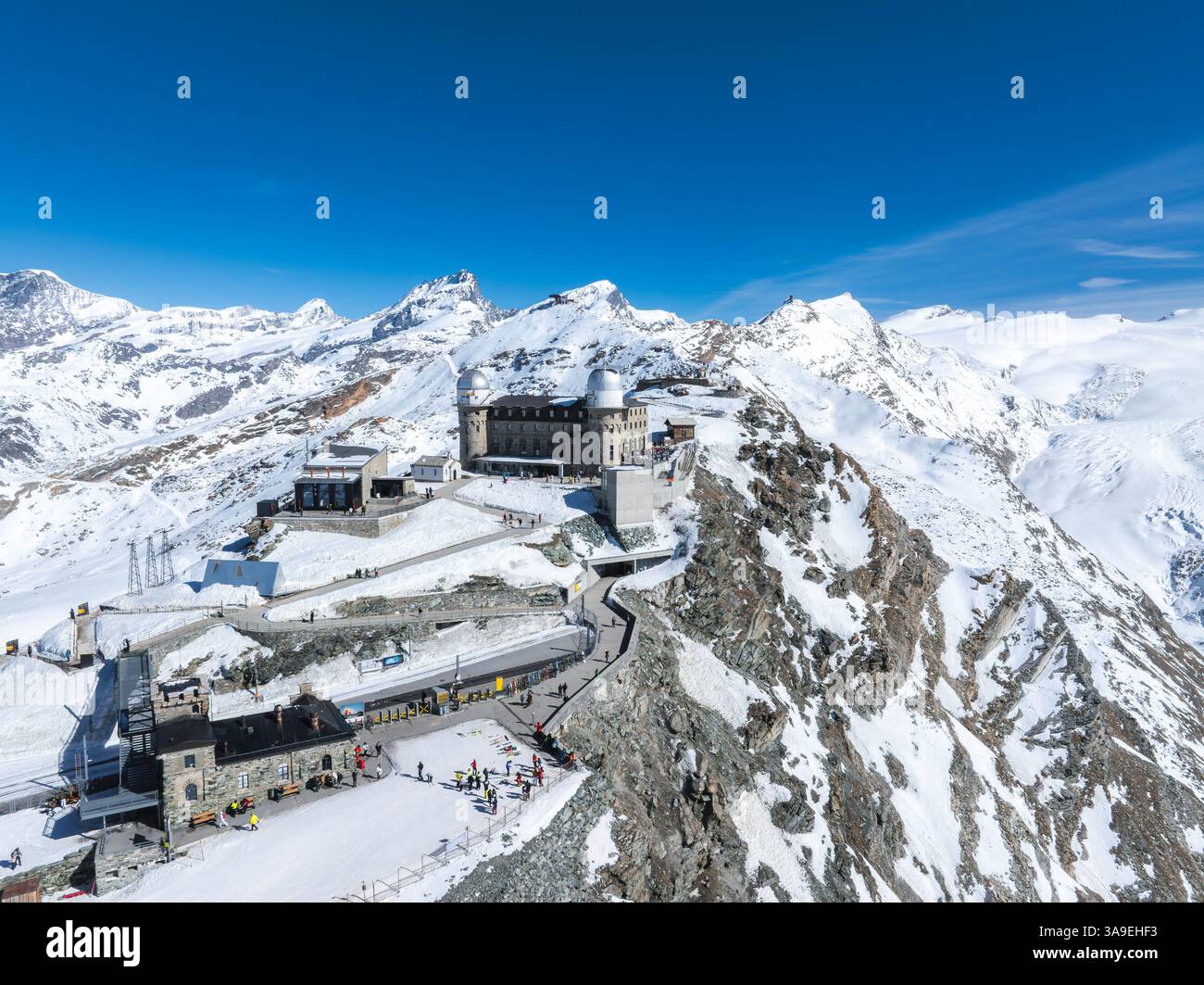 Aerial View of Gornergrat Observatory and Matterhorn in Swiss Alps ...
