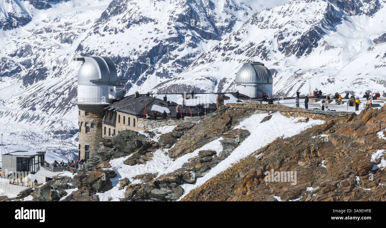 Aerial View of Gornergrat Observatory and Matterhorn in Swiss Alps ...