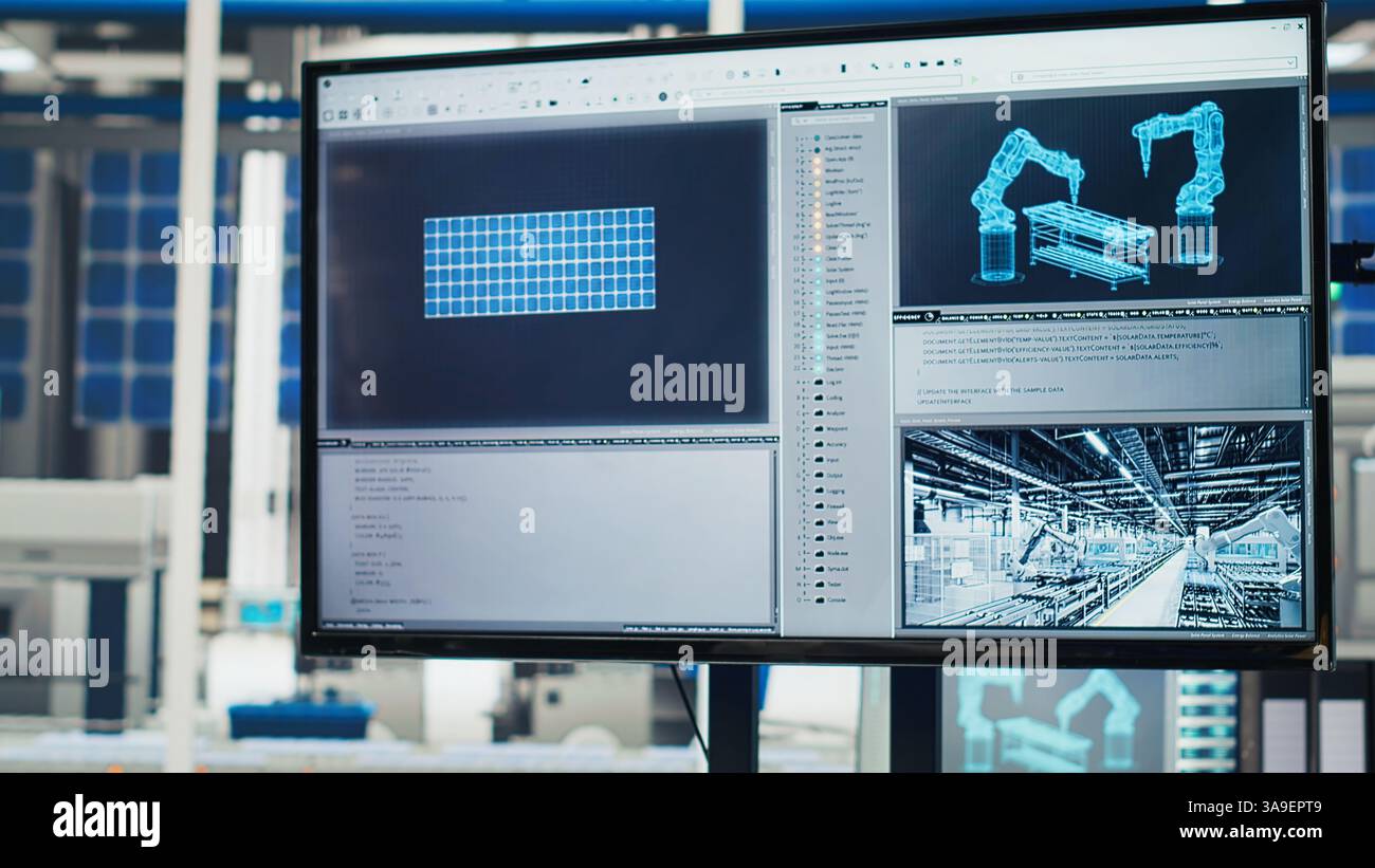 Research and development office in solar panels manufacturing plant ...