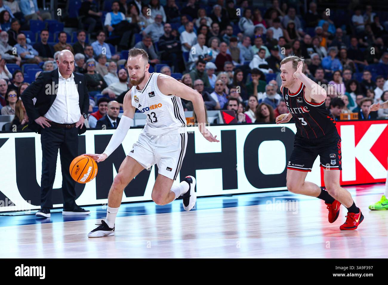 30th March 2025; Movistar Arena; Liga Endesa; ACB; Real Madrid vs Surne Bilbao Basket; Dzanan ...
